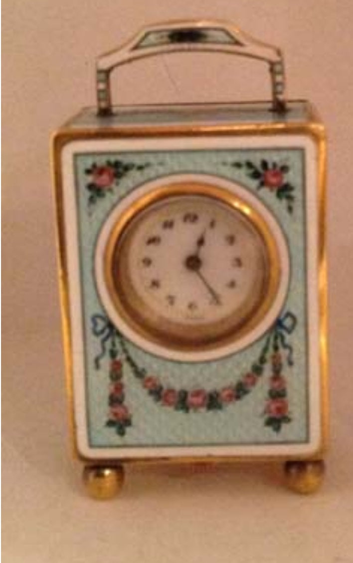 Henry Capt Light Blue enamel miniature clock – PortobelloAntiqueClocks